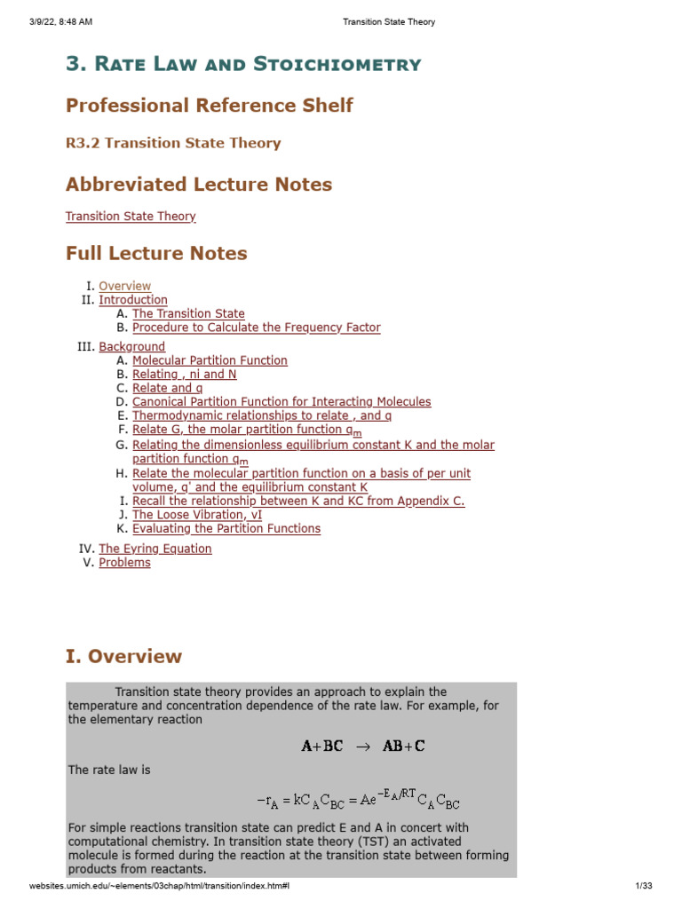 Transition State Theory Overview | PDF | Reaction Rate | Chemical ...