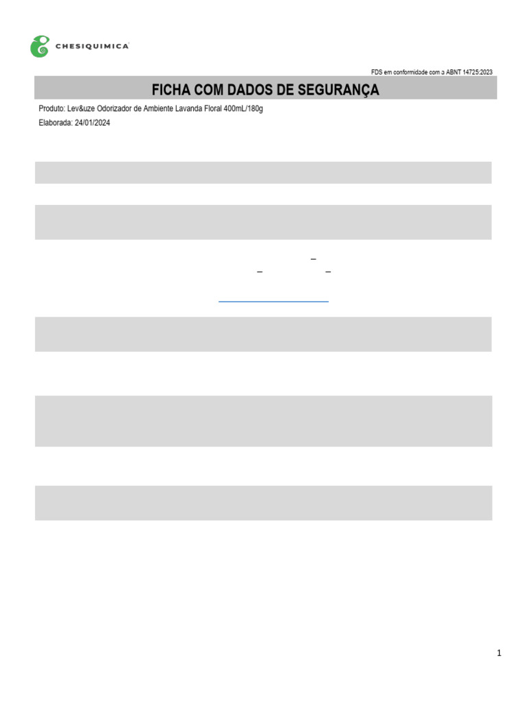 FDS - Lev&Uze Odorizador Lavanda Floral | PDF | Combustão