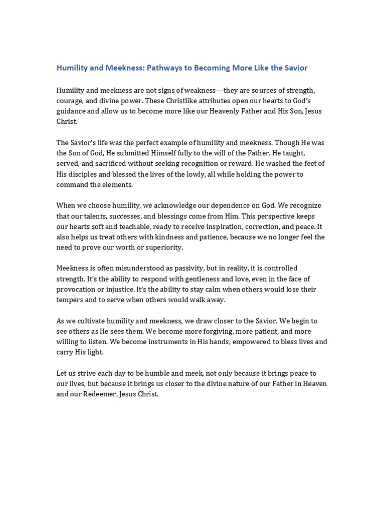 Humility and Meekness Talk | PDF