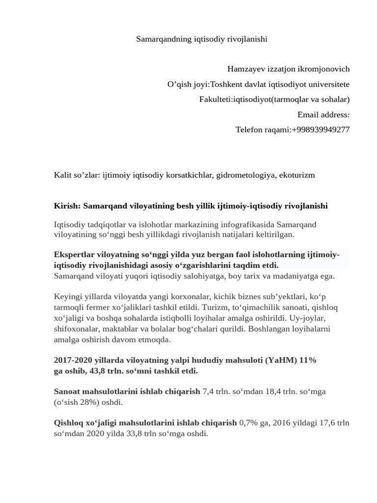 Samarqand Tezis | PDF