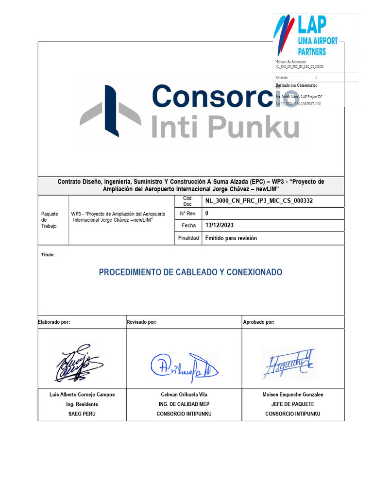 NL 3000 CN PRC IP3 MIC CS 000332 Rev.0 Procedimiento de Cableado y Conexionado | PDF ...