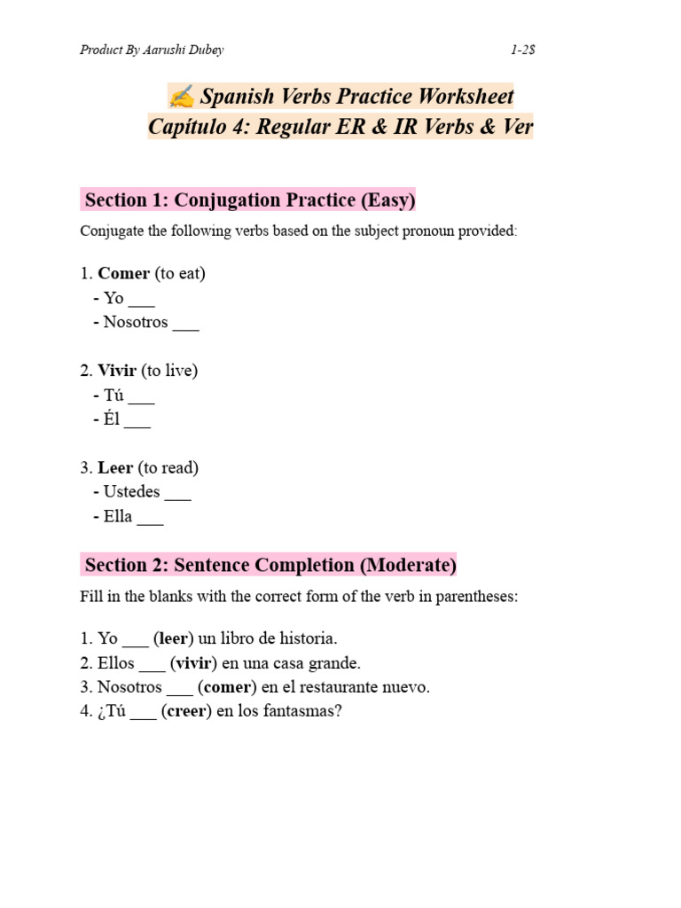 Spanish ERIR Practice | PDF