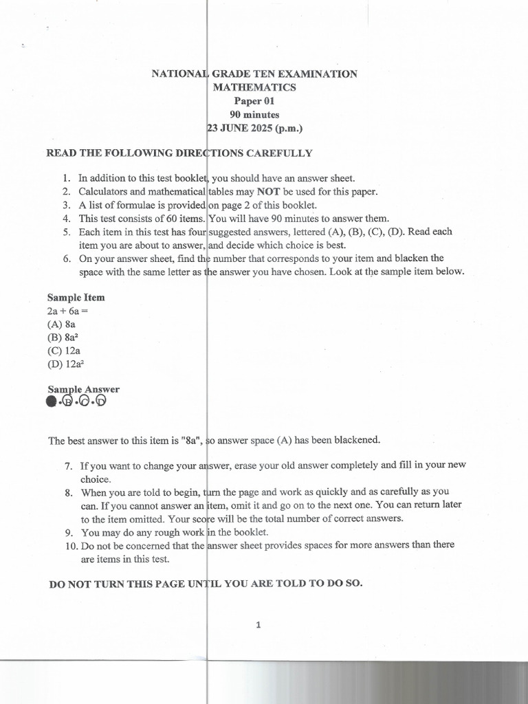 Math Paper 1 | PDF