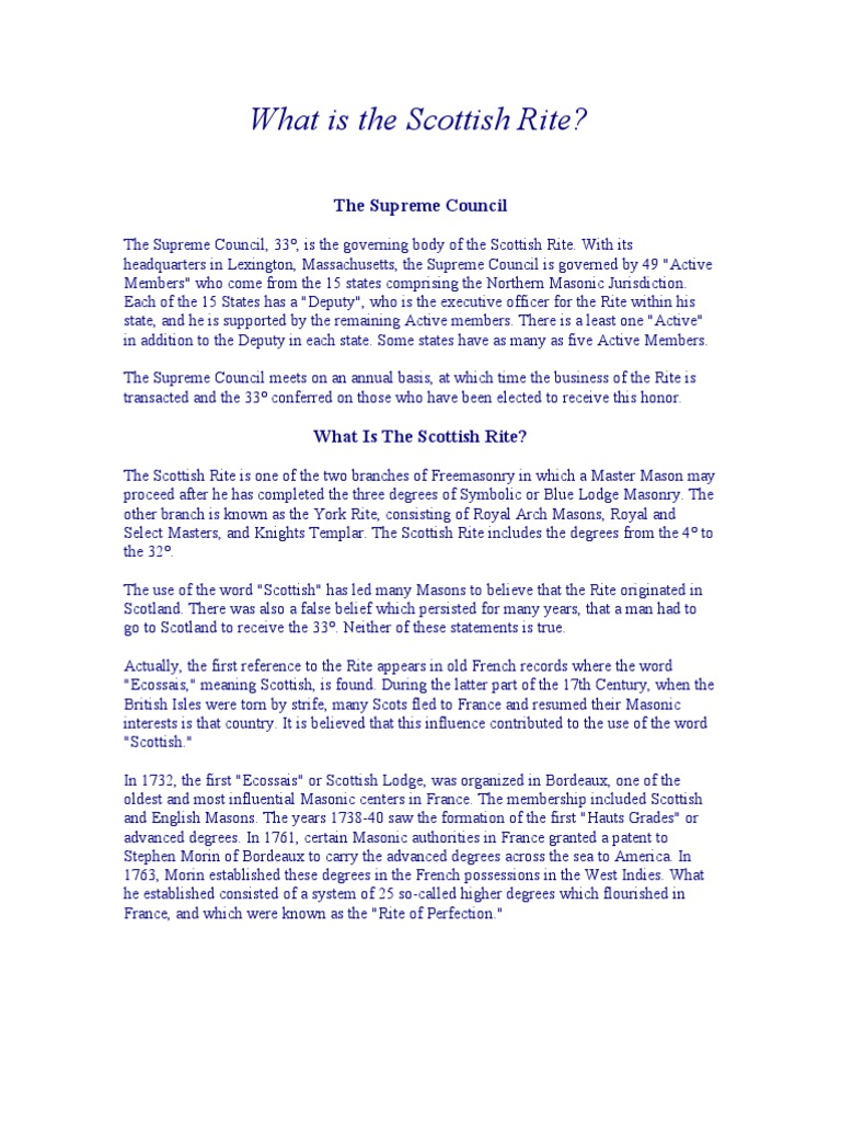 What Is The Scottish Rite | Download Free PDF | Freemasonry | Fraternal ...