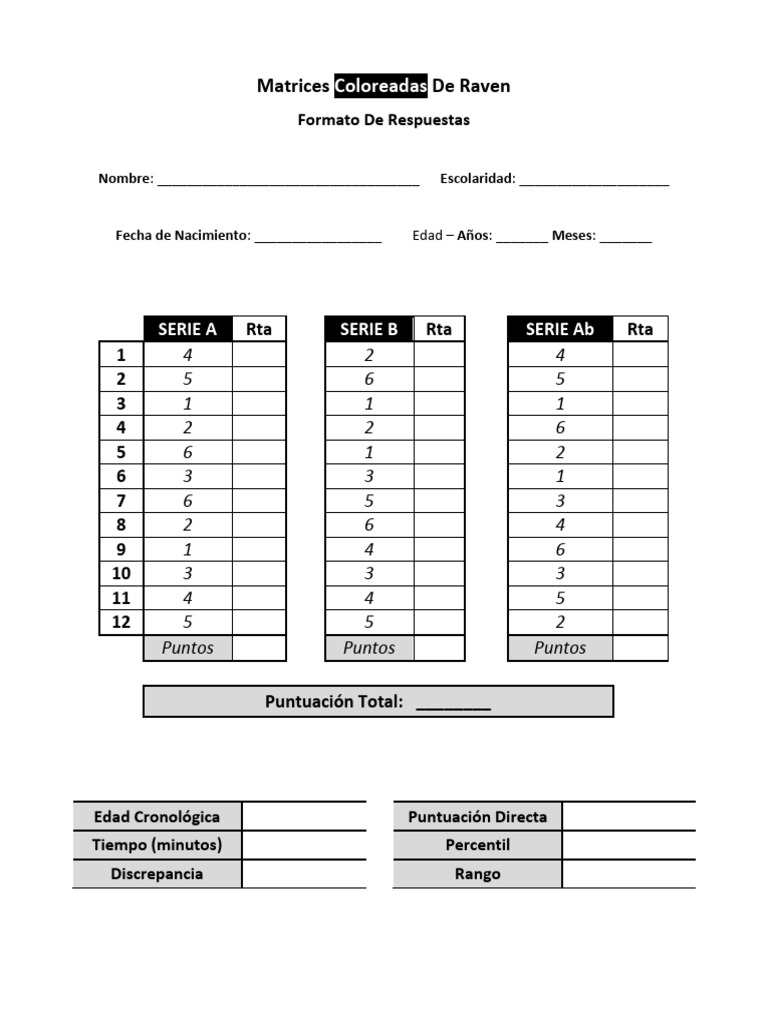 Formato Registro. Raven Coloreada | PDF