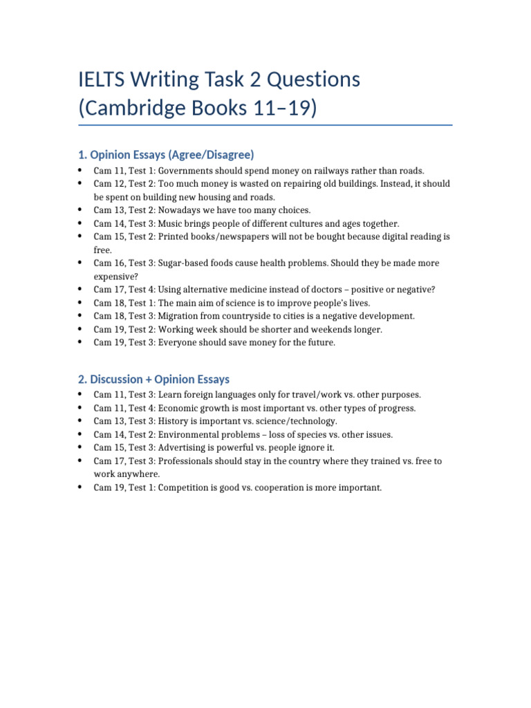 IELTS Writing Task2 Categorized | PDF