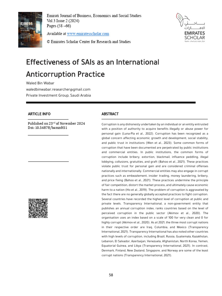 Effectiveness of SAIs As An International Anticorruption Practice | PDF ...