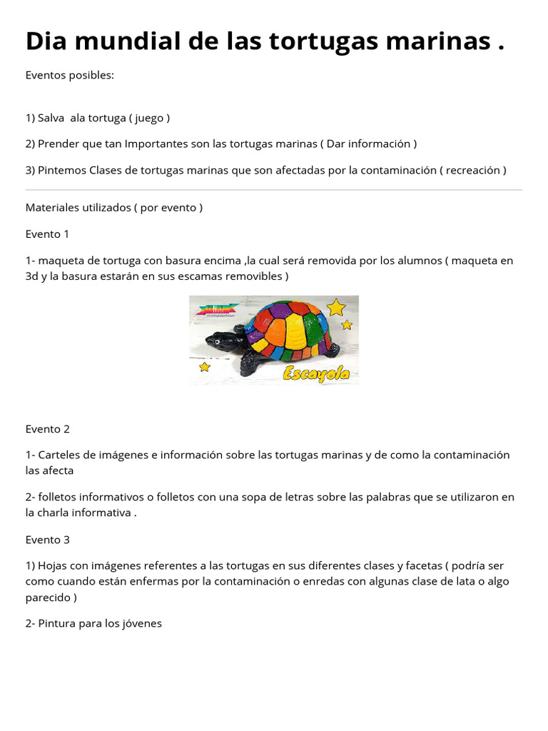 Actividades educativas sobre tortugas marinas | PDF
