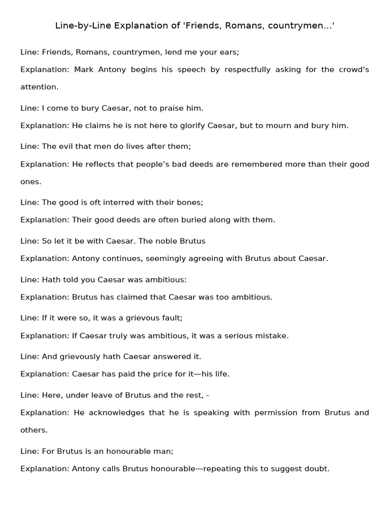 Friends Romans Countrymen Complete Explanation | PDF