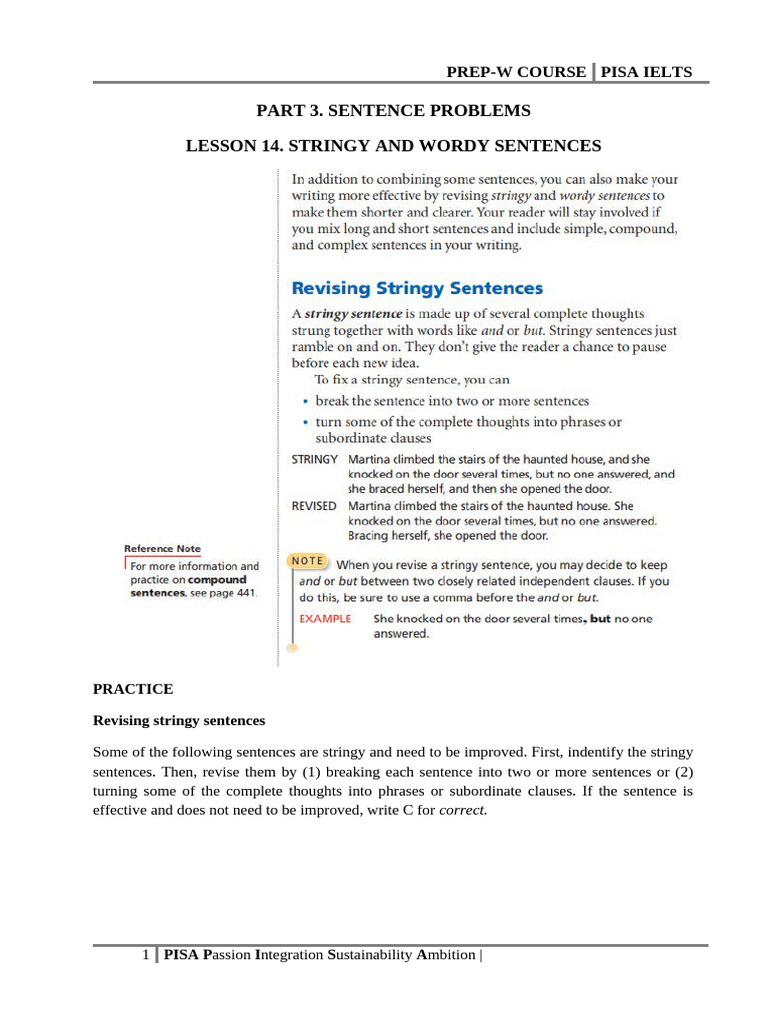 PrepW L14 Stringy and Wordy Sentences | PDF