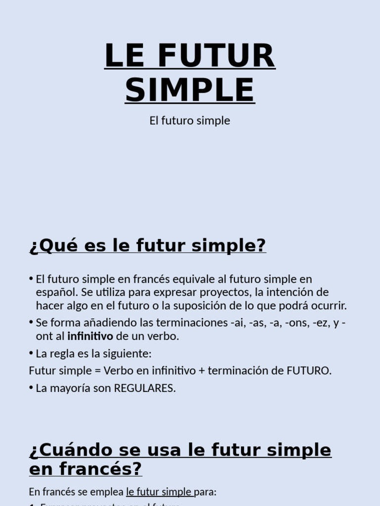 Conjugaison du futur simple en français | PDF
