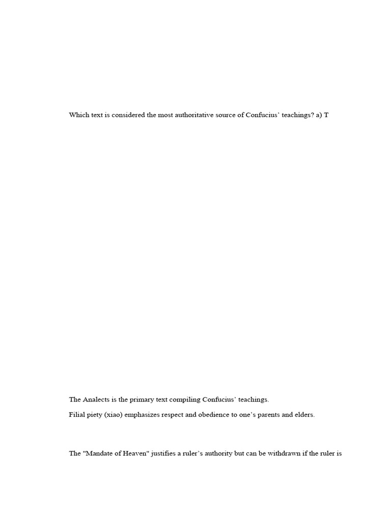 Confucianism Philosophy Quiz | PDF | Confucianism | Tao