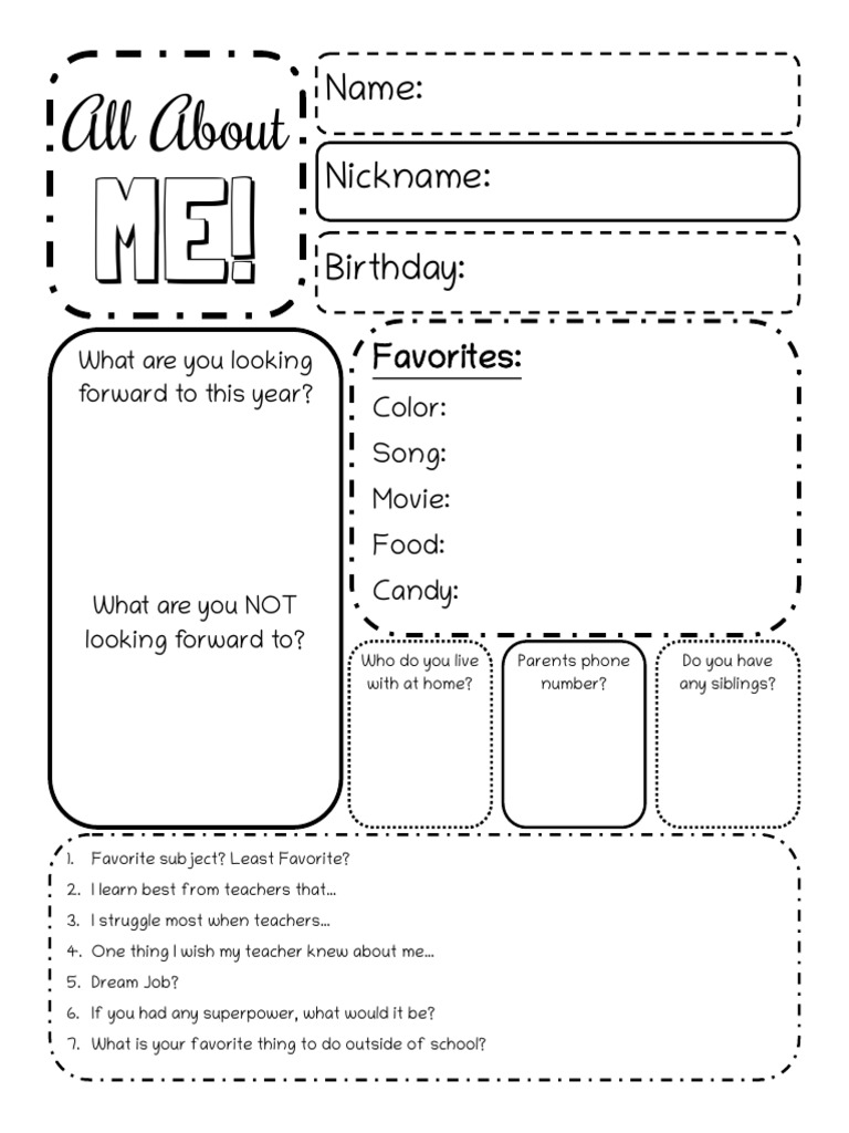 All About: Name: Nickname: Birthday | PDF