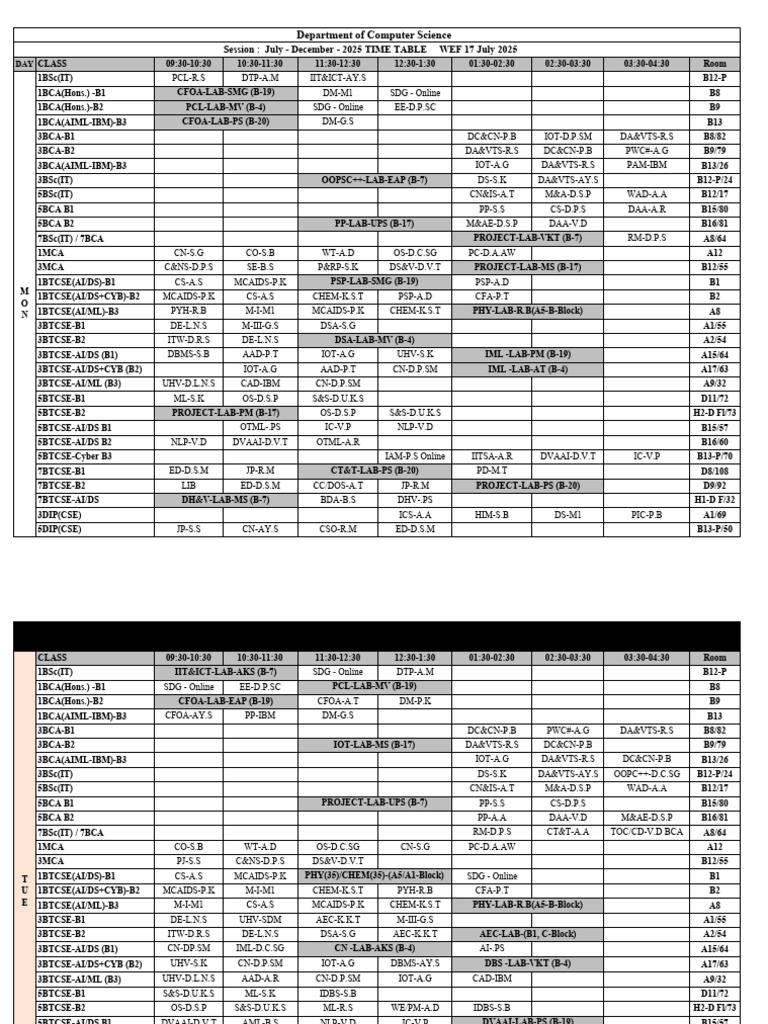 TT Cse June 2025 4 Wef 21-7-2025 | PDF