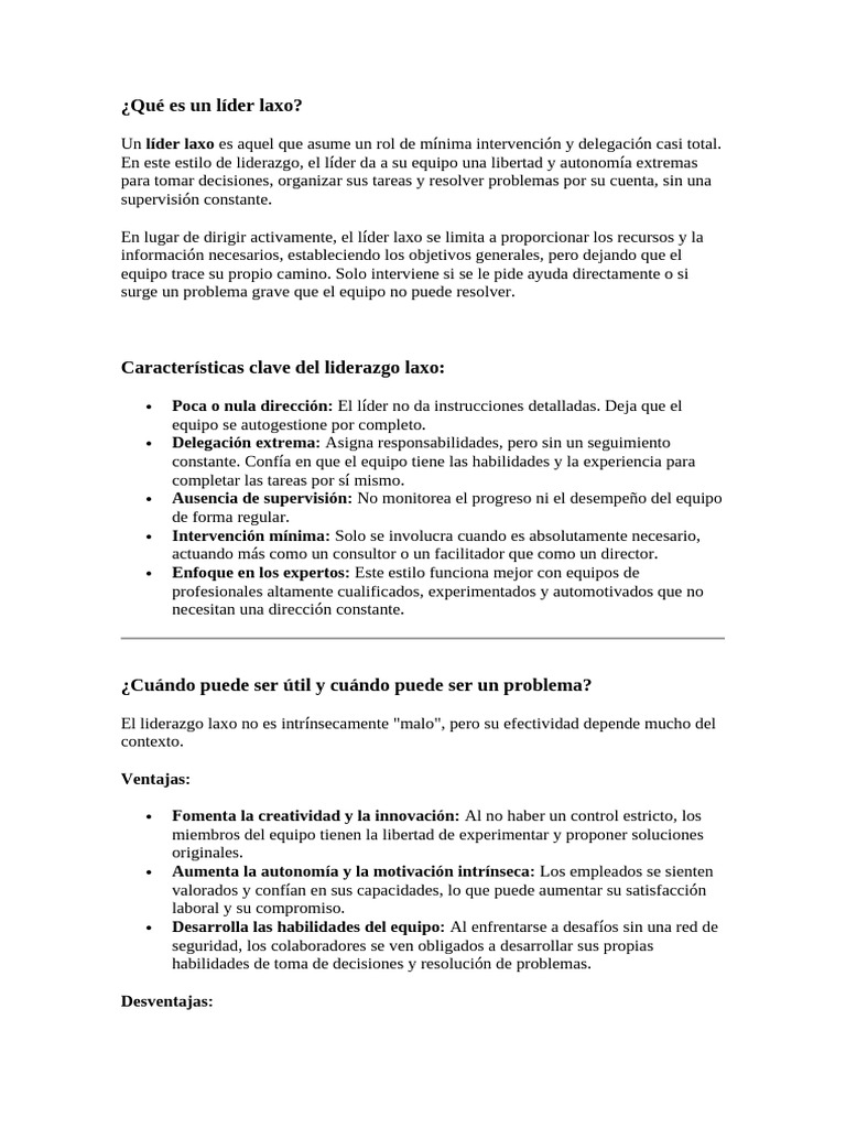 Lider Autoritario y Lider Laxo | PDF | Liderazgo | Motivación