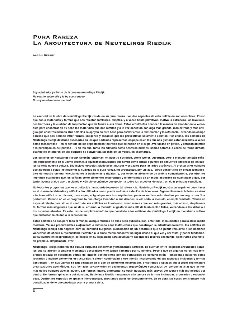 Pura Rareza. Aaron Betsky | PDF | edificio | Países Bajos