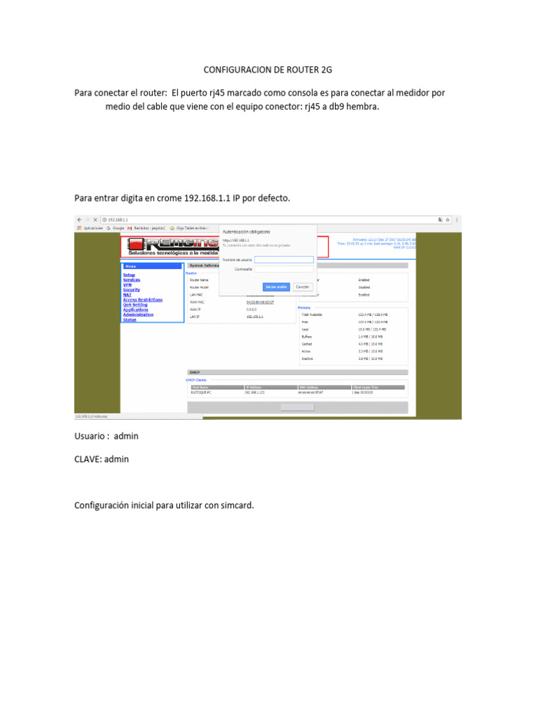 Configuración Router 2G | PDF