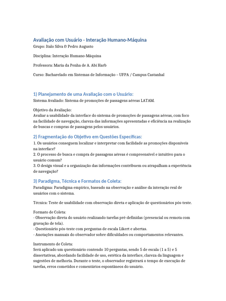 Atividade Avaliacao Interfaces IHM | PDF | Usabilidade | Internet