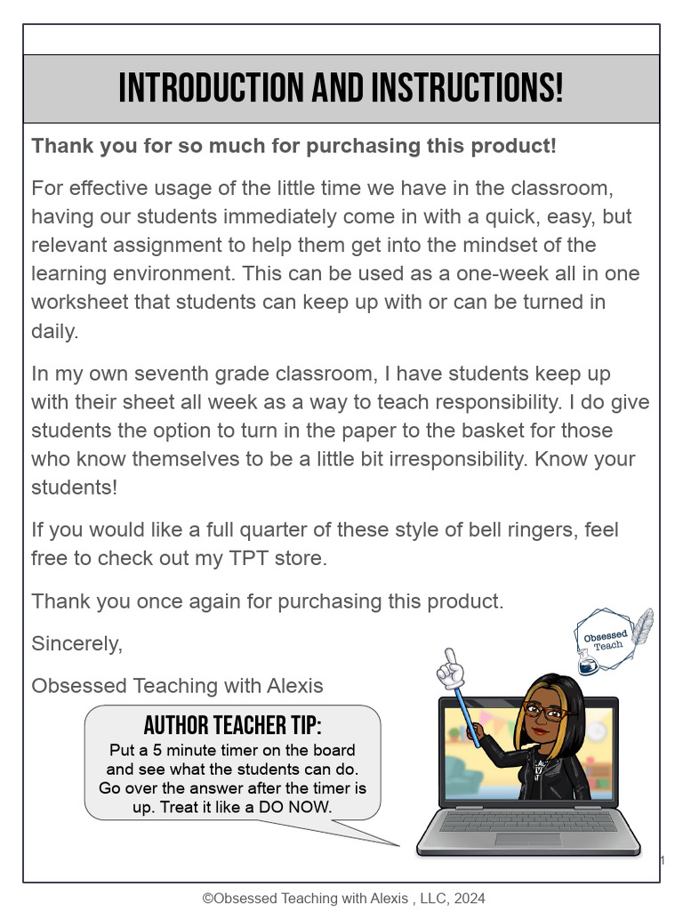 Weekly ELA Bell Ringer Activities | PDF | Subject (Grammar) | Syntax