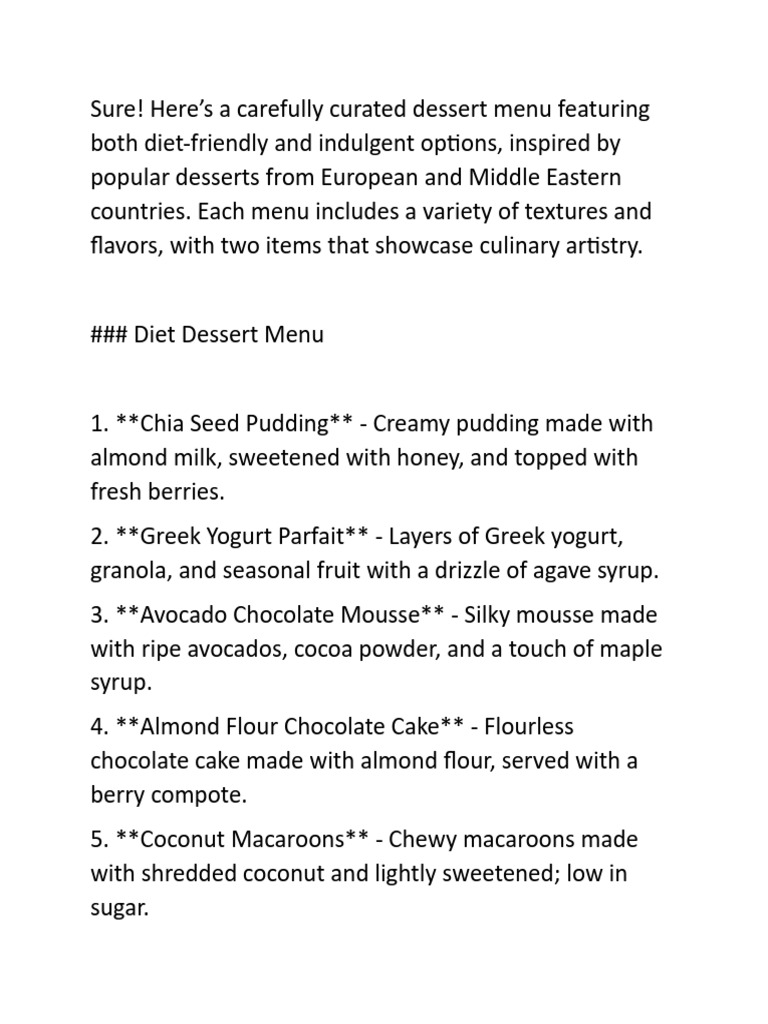 Diet&Cafee Menu | PDF | Desserts | Cakes