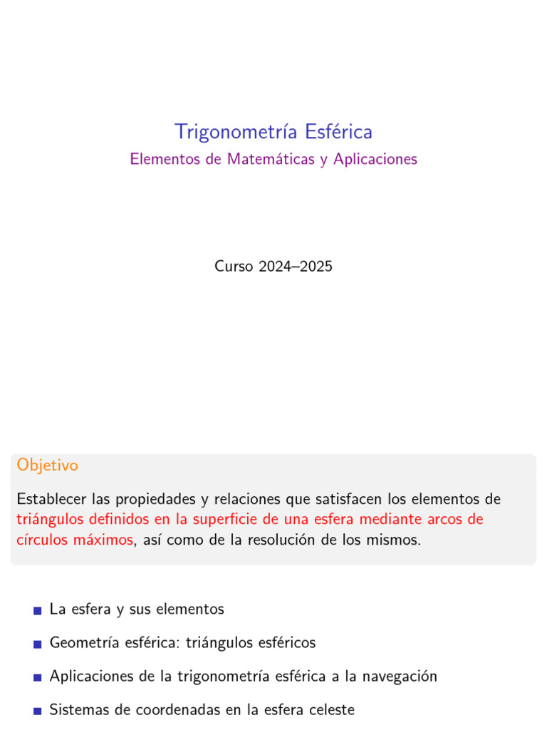 Trigonometría Esférica: Fundamentos y Aplicaciones | PDF | Esfera ...