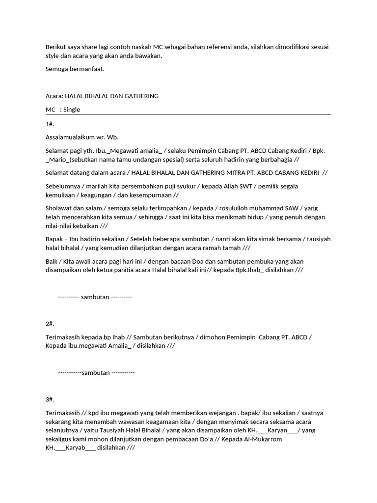Naskah MC Gathering | PDF
