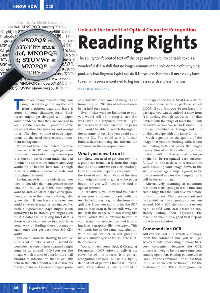 Optical Character Recognition | PDF | Image Scanner | Optical Character Recognition