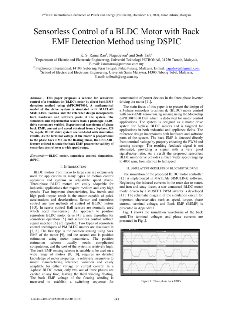 Sensorless BLDC Motor Control Design | PDF | Electric Motor | Power ...