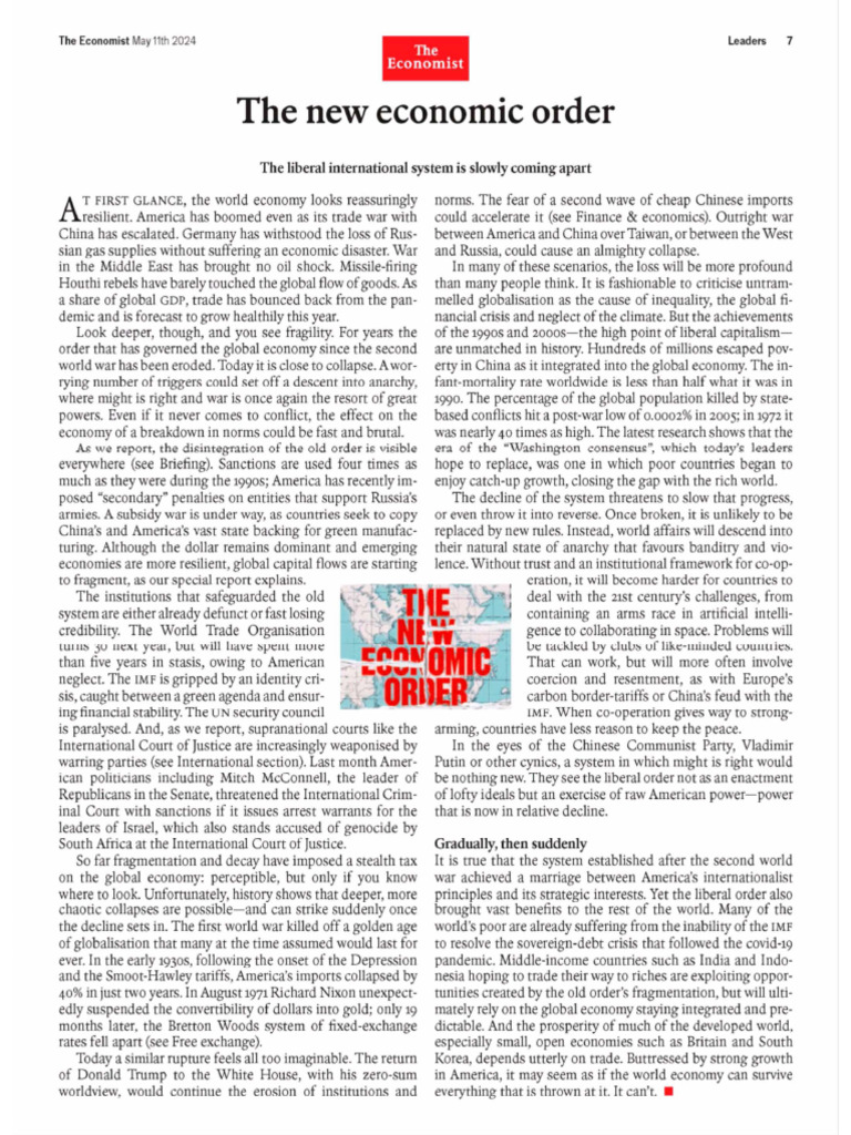 The New Economic Order - The Economist | PDF