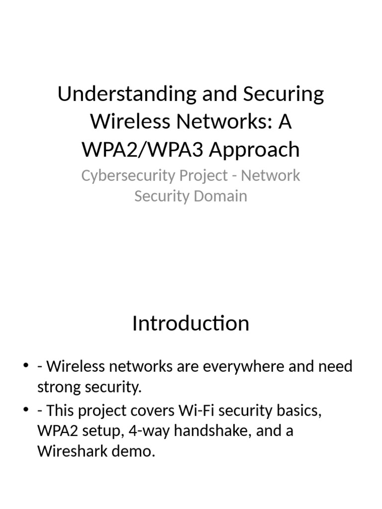 Wireless Network Security WPA2 WPA3 Presentation | PDF