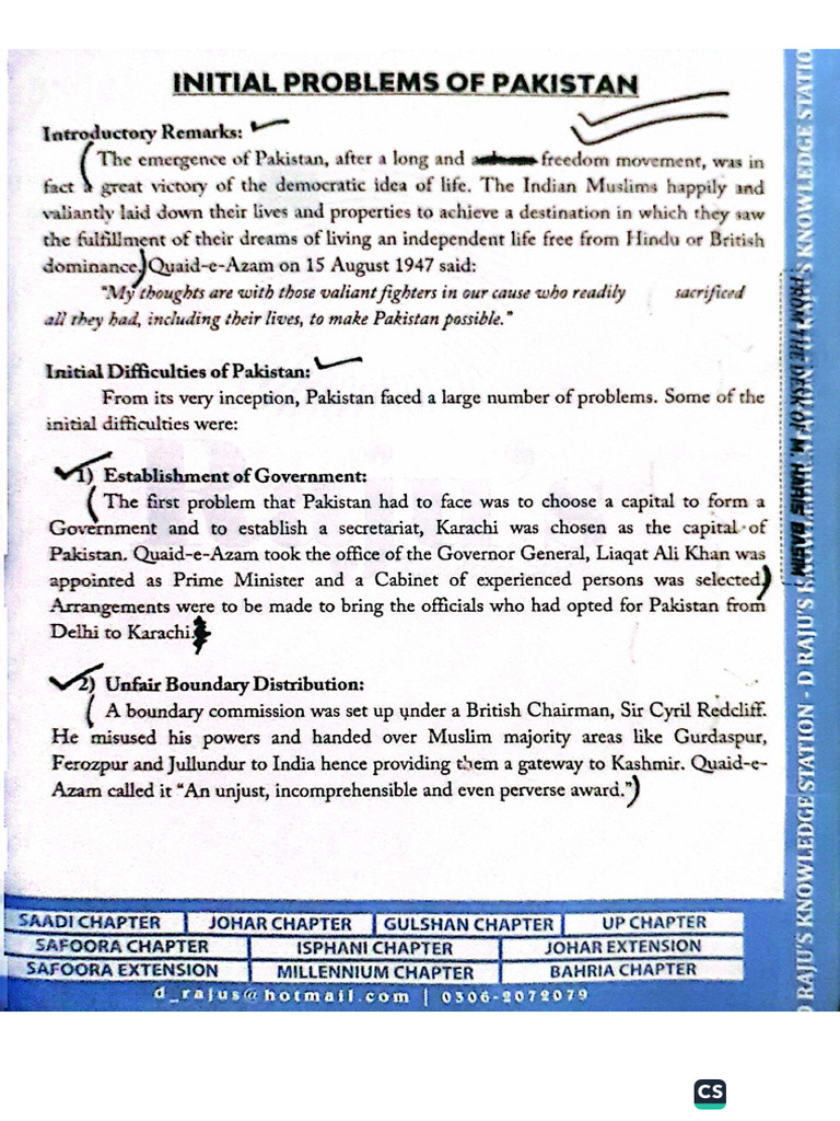 Initial Problems of Pakistan | PDF