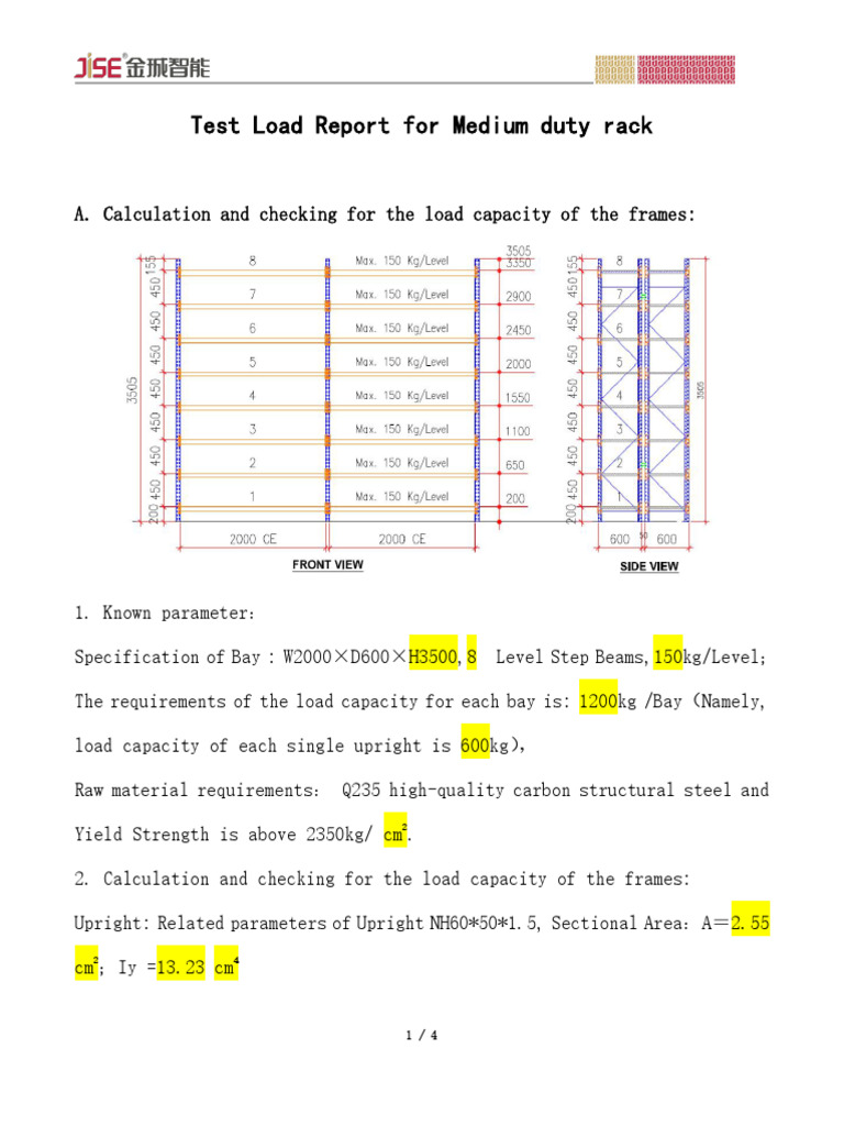 Test Load Report For Medium Duty Rack | PDF | Beam (Structure) | Young ...
