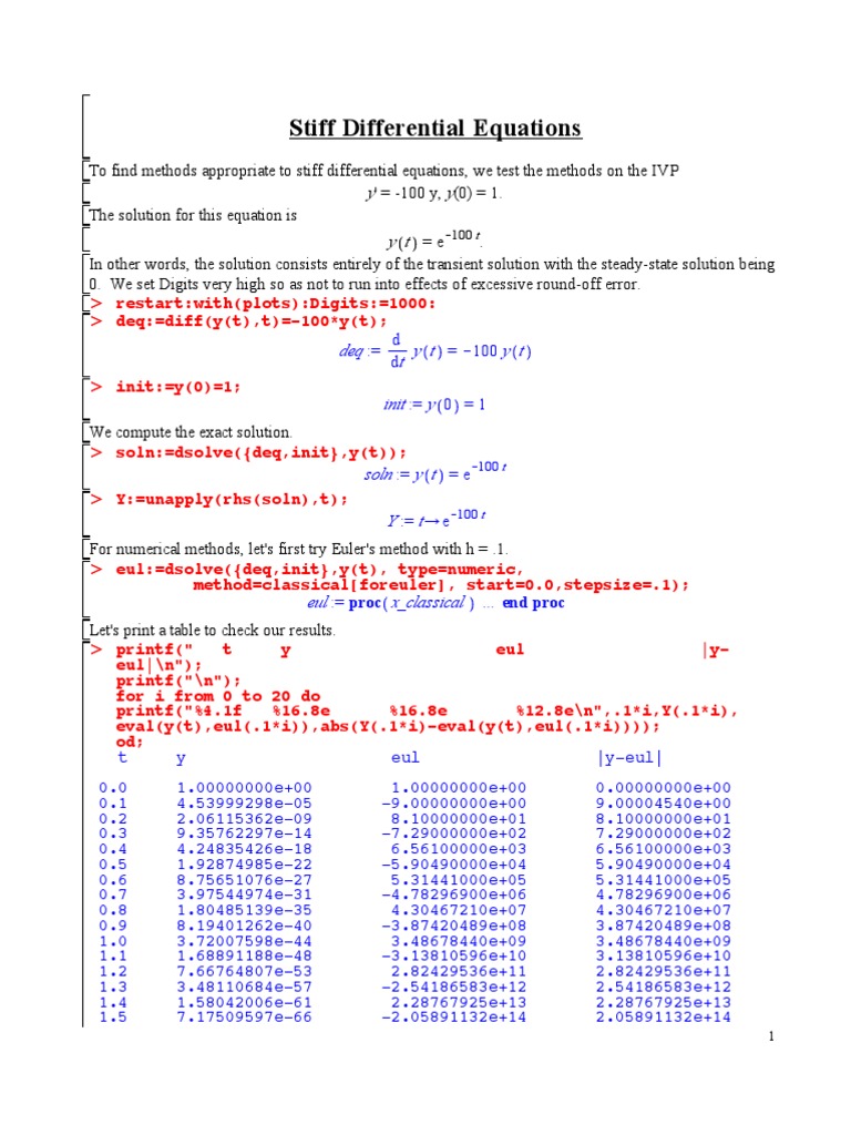 Stiff Differential Equations | PDF | Mathematical Analysis ...