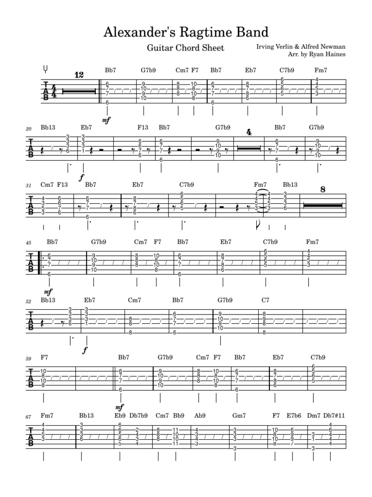 Alexander's Ragtime Band Guitar Chords | PDF | Musicology