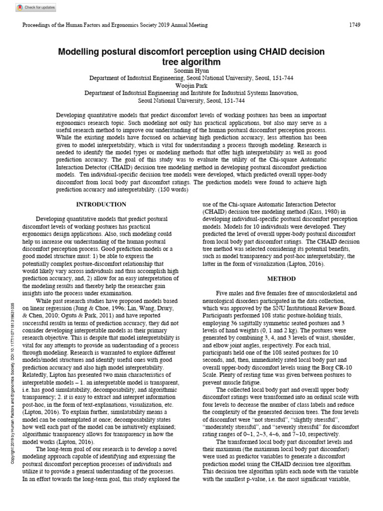 CHAID Decision Tree for Postural Discomfort | PDF | Prediction | Perception