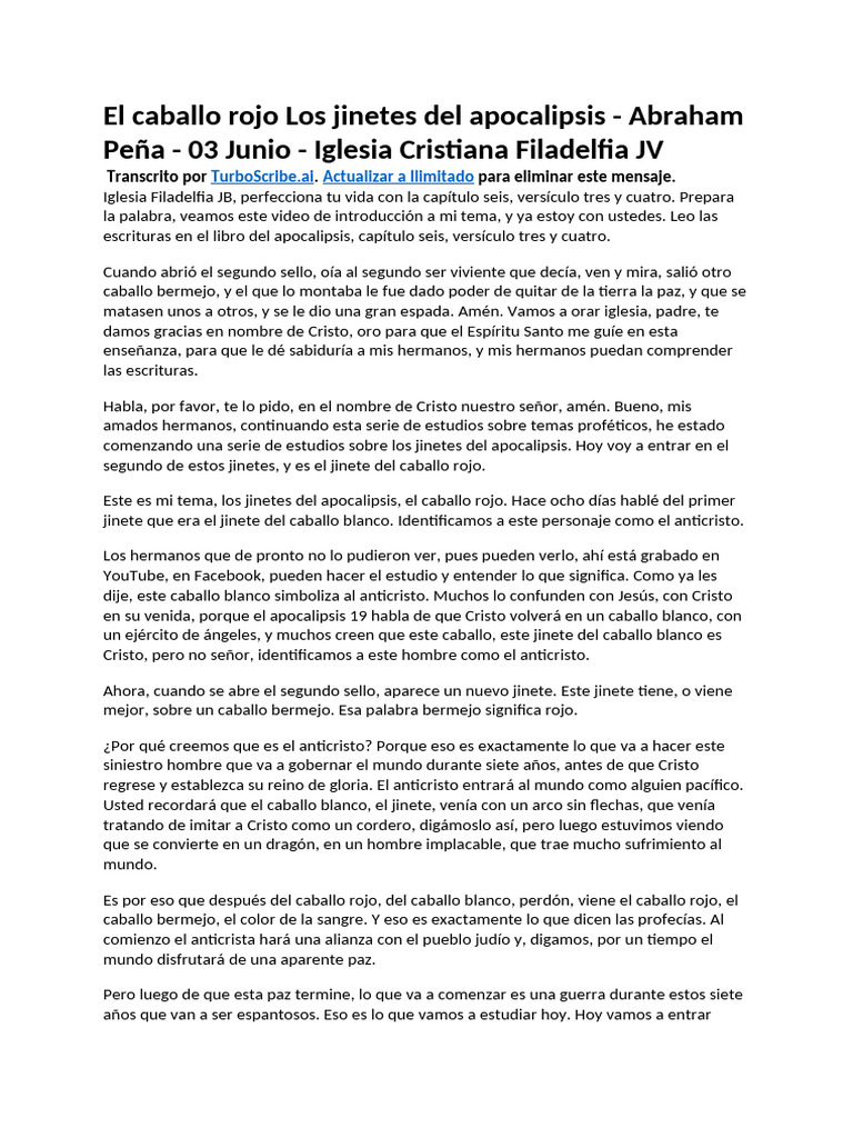 Jinete del caballo rojo en Apocalipsis | PDF | antecristo | Israel