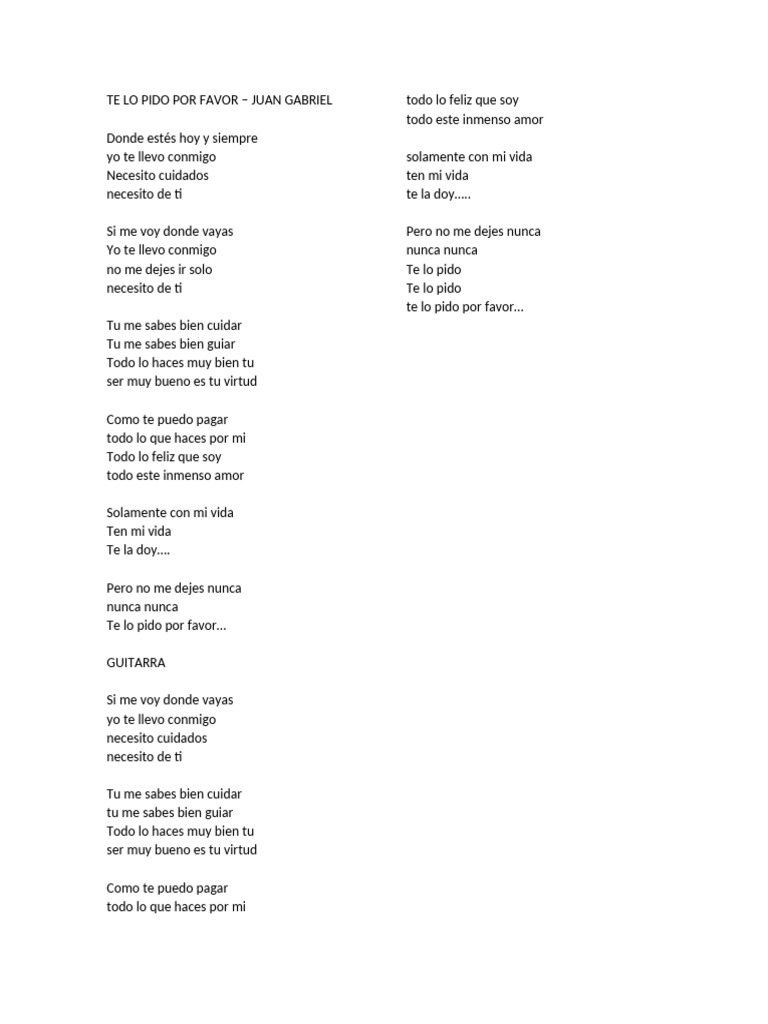 Te Lo Pido Por Favor Juan Gabriel | PDF