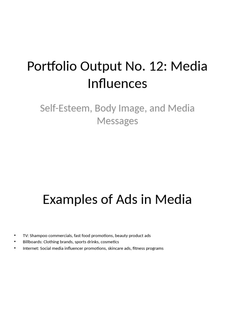 Media Influences Self Esteem | PDF