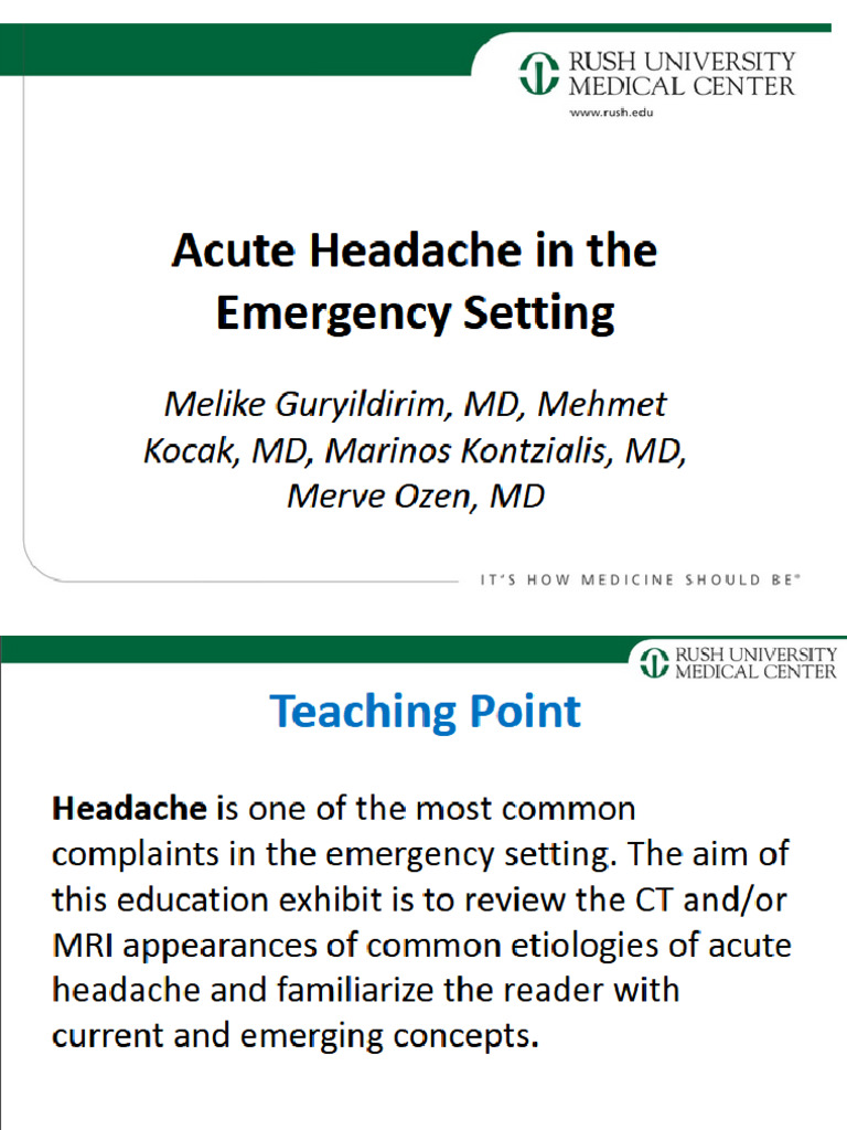 Cefalea Aguda en Emergencia | PDF