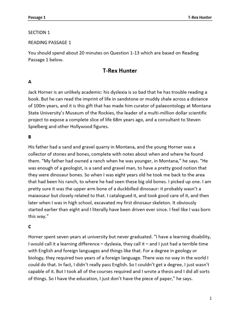 47 Passage 1 - T-Rex Hunter Q1-13 | PDF | Tyrannosaurus | Predation