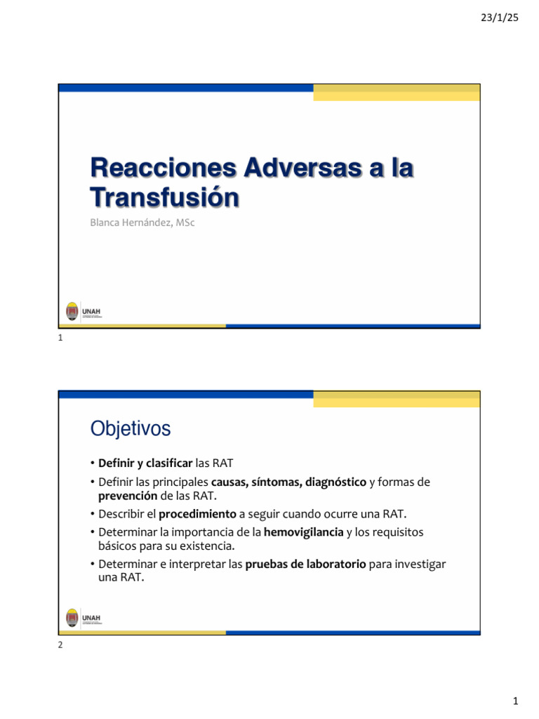 14-Reacciones adversas a la transfusión-Es | PDF | Transfusión de sangre | Sangre