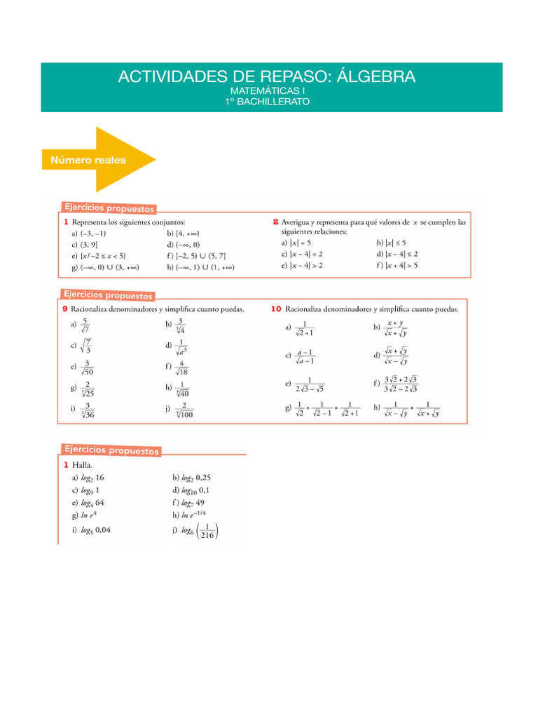 Pluginfile - Php116106mod resourcecontent5Actividades20de20repaso20I20-20Álgebra20 PDF | PDF