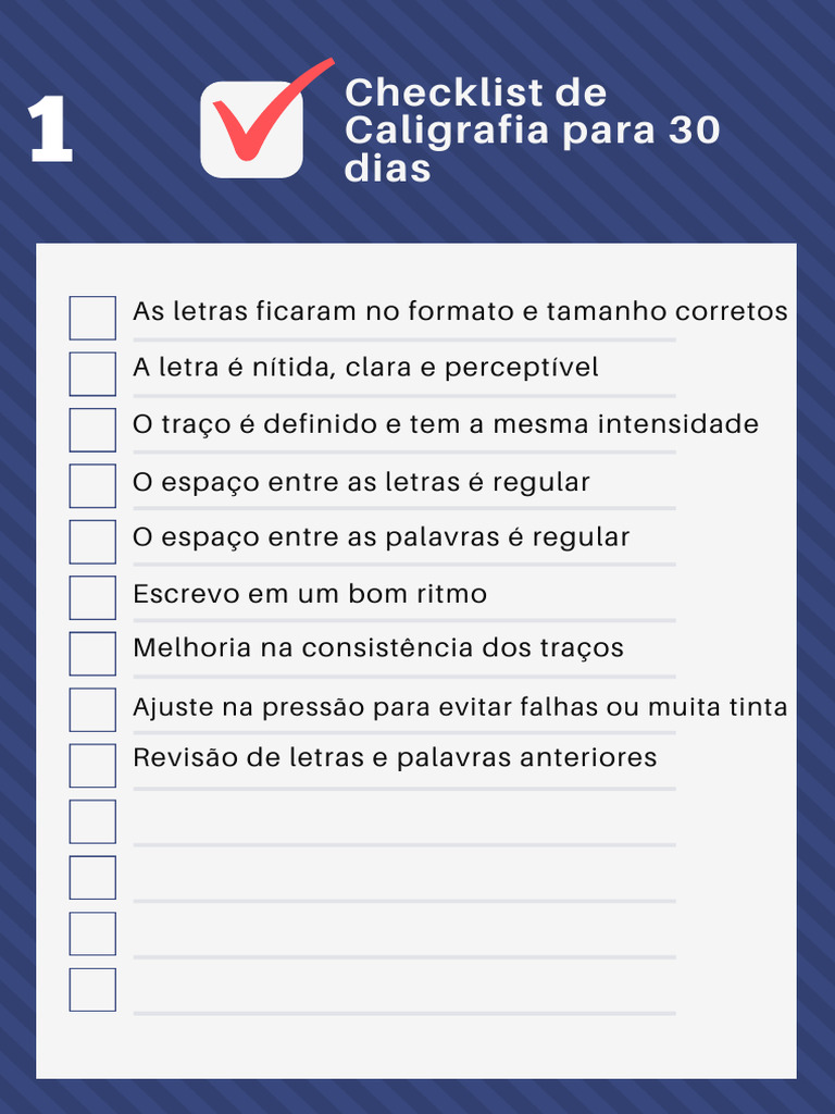 Checklist de Caligrafia em 30 Dias | PDF