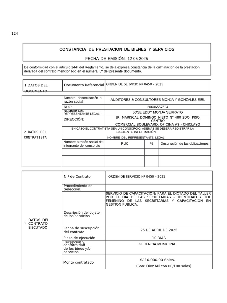 CONFORMIDAD CONDORCANQUI (Capacitacion) | PDF