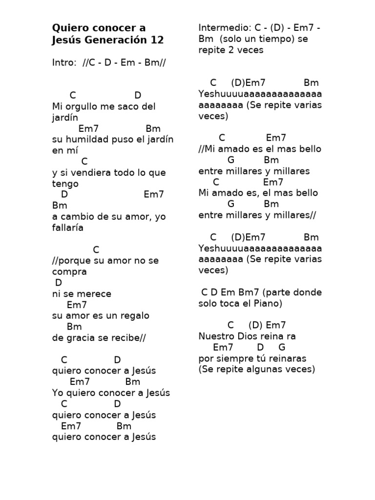 Quiero Conocer A Jesús Generación 12 | PDF