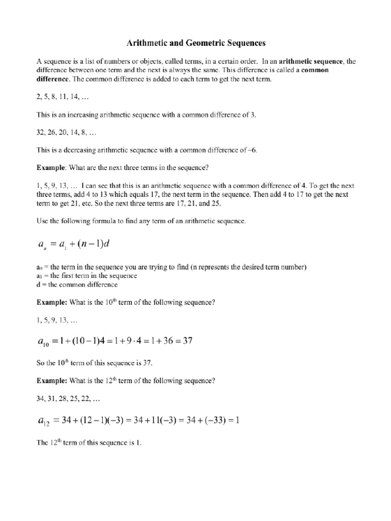 Arithmetic and Geometric Sequence | PDF