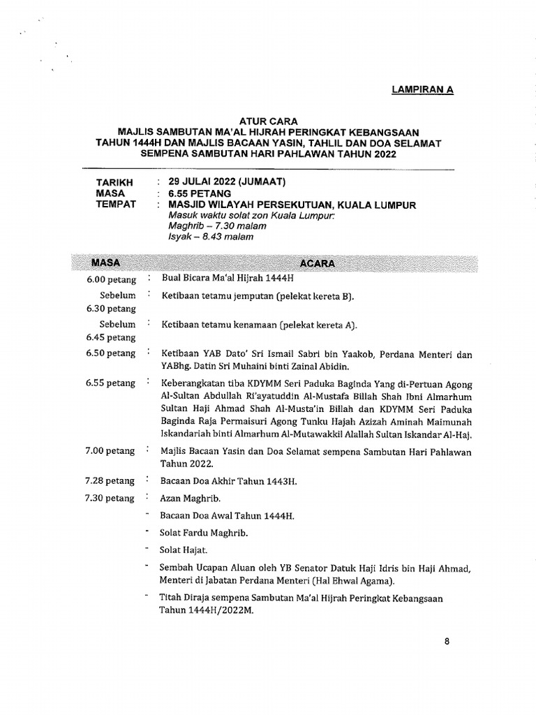 Lampiran A - Aturcara | PDF