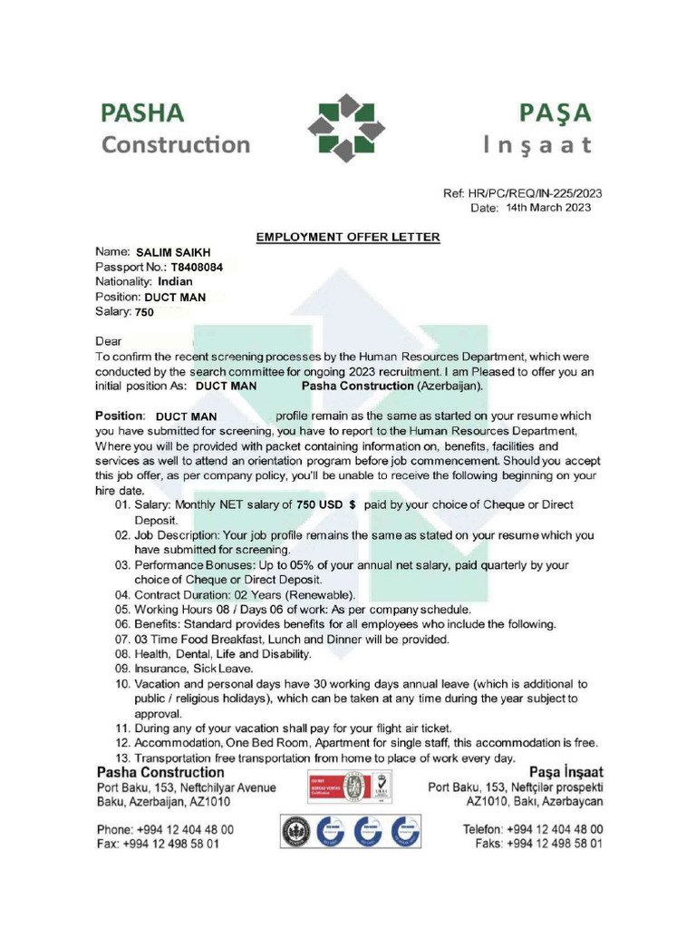 Pasha Offer Letter-01 | PDF