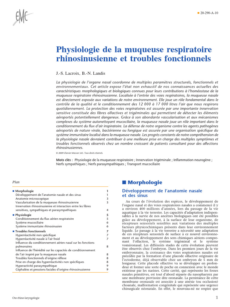 Physiologie de la muqueuse nasale | PDF | Nerf | Neuropeptide