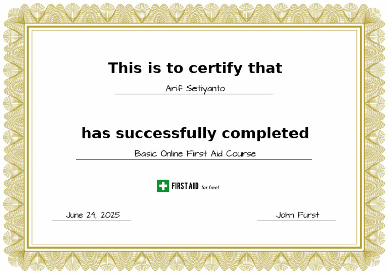 Certificate First Aid Basic Tian | PDF